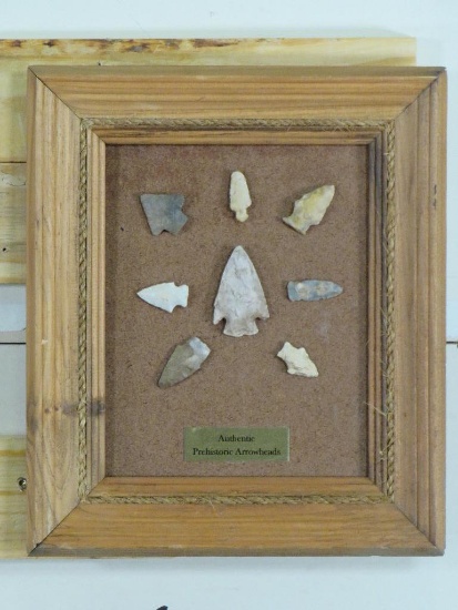 8 Flint Points in Nice Wood Frame 14"x12" | Art, Antiques ...