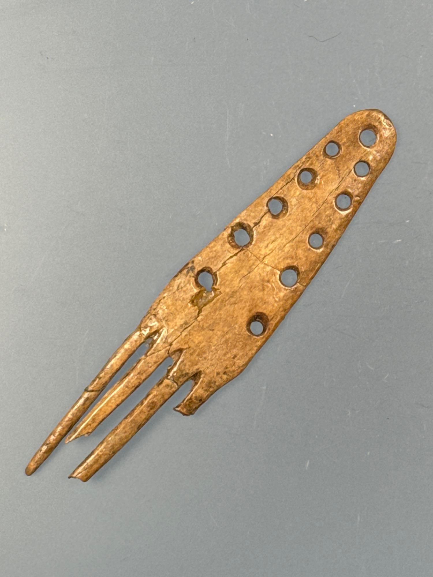 HIGHLIGHT 4 3/8" Bone Comb, Perforated, RARE | Proxibid