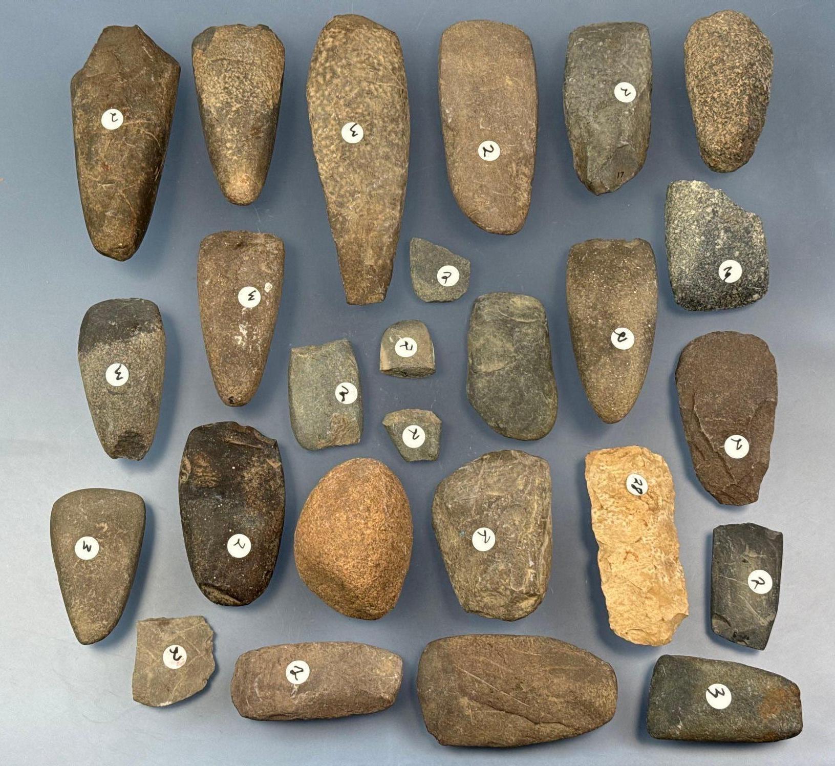 25 Various Celts (mainly), Adzes, Tools, Found in | Proxibid