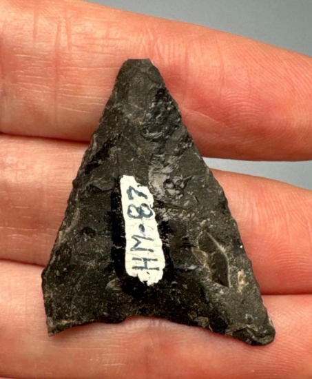 1 3/8" Thin Black Chert Triangle Point, Found in PA/NJ/NY Tristate Area ...