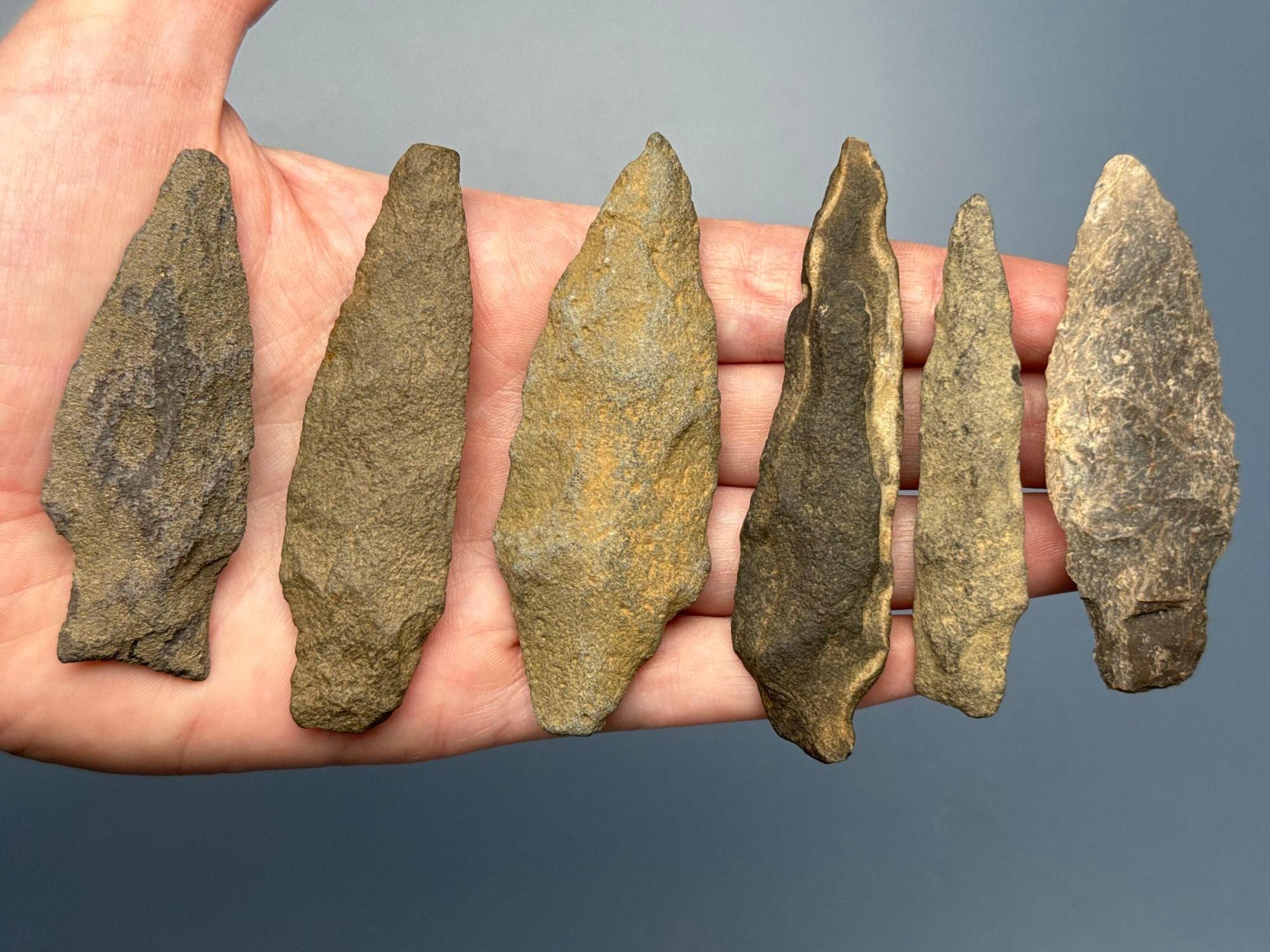 5 Archaic Stem Points, Argillite, Longest is 3 | Proxibid