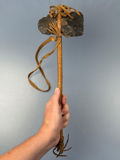 15" Sioux Hafted Obsidian Axe/Tomahawk, From South Dakota Label States ...