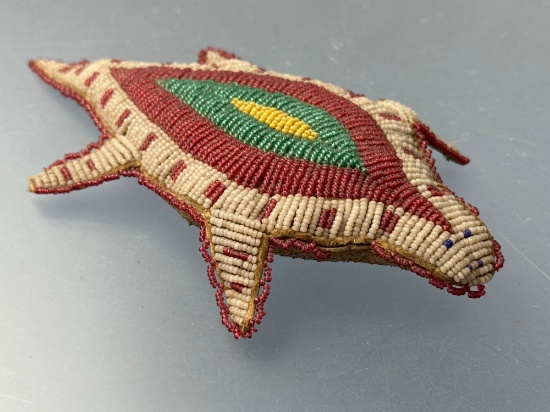 NICE 6 1/2" Beaded Lizard Effigy, Native American, Ex: Charles Eiss Jr ...