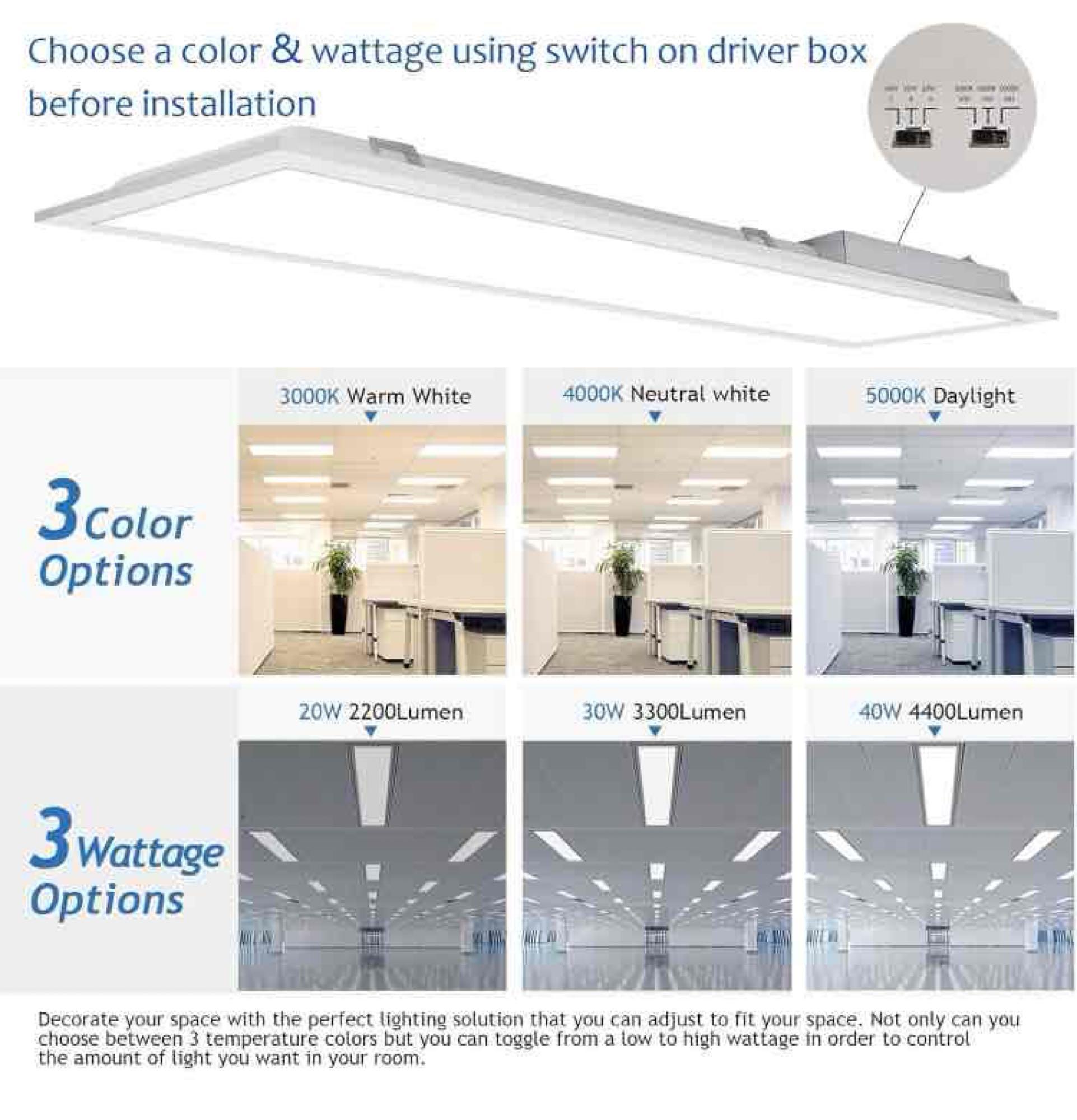 1x4 FT LED Flat Panel Light Drop Ceiling, 0-10V | Proxibid