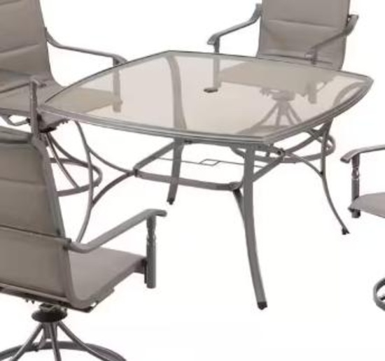 Incomplete Set - Ashbury Pewter Steel Square Glass Top Outdoor Dining ...