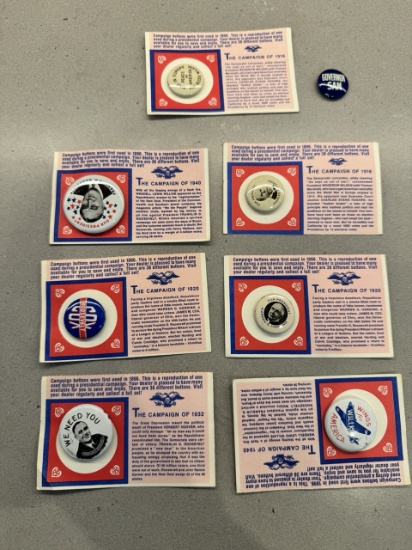 Lot of 8 Vintage Presidential Campaign Buttons | Art, Antiques ...