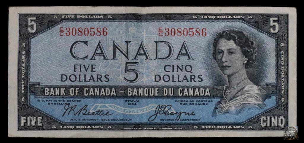 1954 Canada $5 Banknote Devils Head | Proxibid
