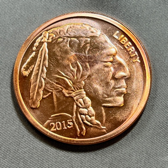 ONE OUNCE .999 COPPER ROUND, Buffalo | Coins & Currency Bullion Copper ...