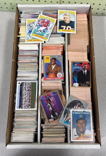 3 row box of asst sports cards, Baseball, Football and Basketball ...
