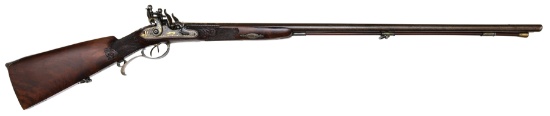 EXQUISITE GOLD INLAID AND CARVED CANON TORDU DOUBLE BARREL FLINTLOCK BY ...