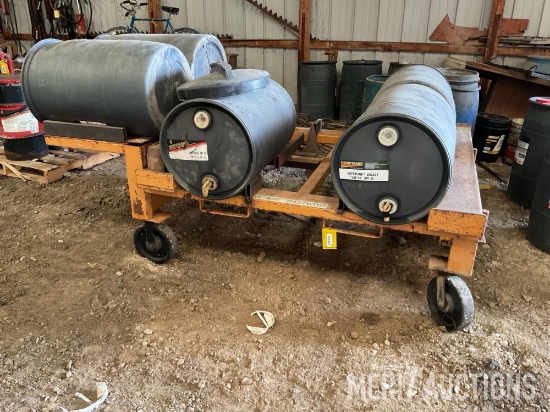 (6) Place oil rack on wheels, (2) near full 30W engine oils and other ...
