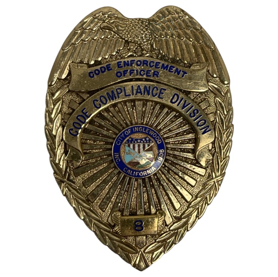 Police Badge Inglewood California Vintage Obsolete Code Enforcement ...