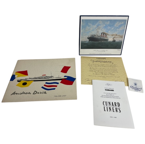 Italian Line Andrea Doria 1953 Brochure & Cunard Mauretania 1907 ...