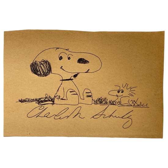 Charles Schulz Signed Hand-Drawn Snoopy Sketch (5" x 3.5") | Art ...