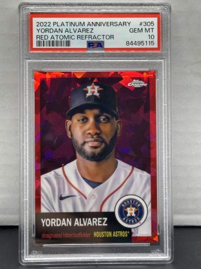 Yordan Alvarez 2022 Topps Chrome Platinum Red Atomic (#65/100) Refractor PSA 10 GEM MINT #305 ...