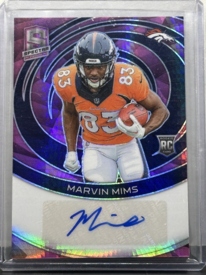 Marvin Mims 2023 Panini Specta Pink Hyper (#11/15) Prizm Rookie RC Auto ...