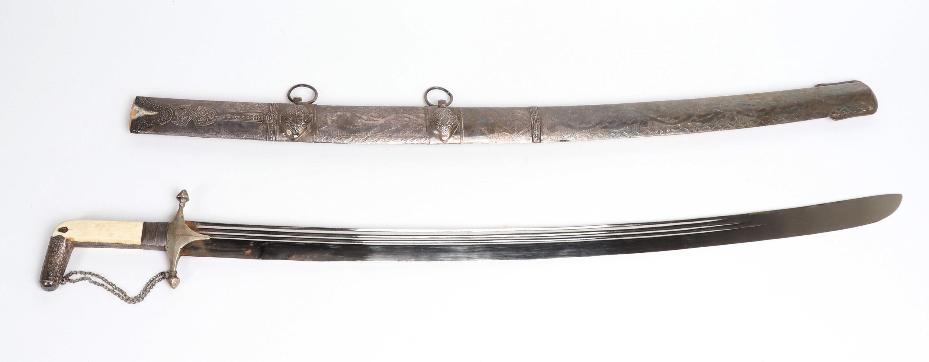 Saif Sword Silver Moroccan Sword Nimcha Saif With Wooden Hilt