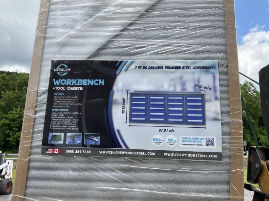 New 7' Workbench With 20 Drawers Blue | Heavy Construction Equipment ...