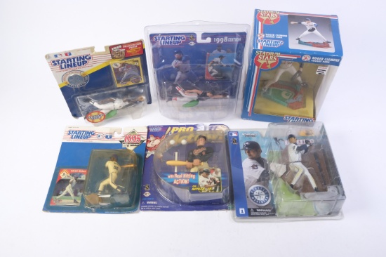 Six assorted Starting Lineup baseball card figures in the original ...