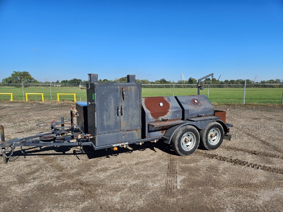 Custom cook trailer. Runs on propane. 2 fryers, smoker, 2 grills, high ...
