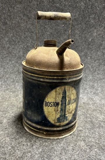 Boston Oil Can 1 Gallon Round 1920s Motor Oil Can | Art, Antiques ...