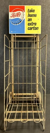Pepsi Cola 1960s Soda Pop Bottle Store Display Carrier Rolling Rack ...