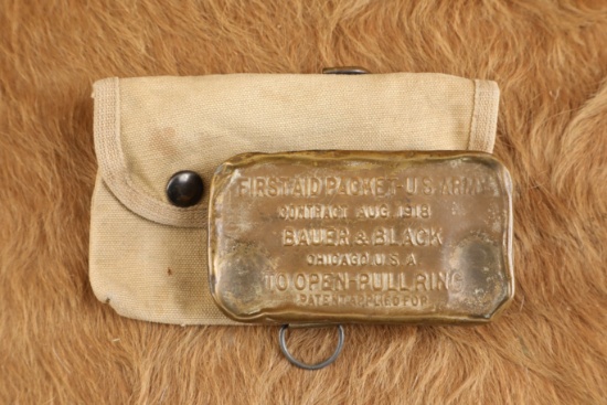 USMC Marine US WW1 WW2 Early Type 1 P-1912 Khaki First Aid Pouch W ...