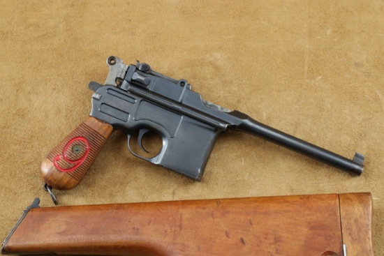 WWI Mauser C96 C-96 Broomhandle Red Nine 9mm Military Semi-Auto Pistol ...