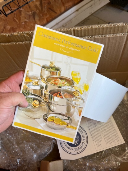 Command Performance Gold Triple Burner Buffet Set with Glass Lids ...