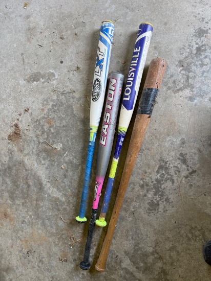 Four Baseball and Softball Bats, Including Louisville Slugger, Easton ...