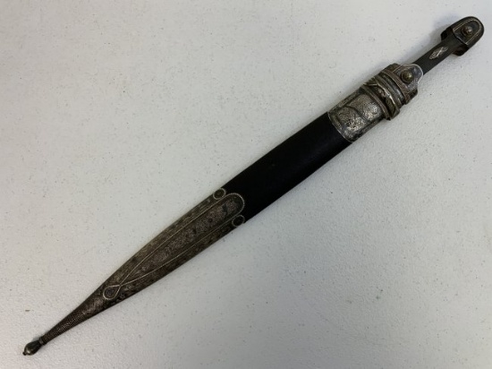 ANTIQUE RUSSIAN COSSACK CAUCASIAN KINJAL DAGGER 84 SILVER DECORATED ...