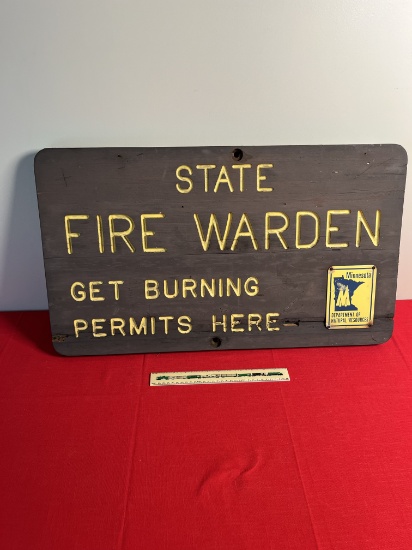 Official State Fire Warden 'Permits Here' Wood Sign | Online Auctions ...