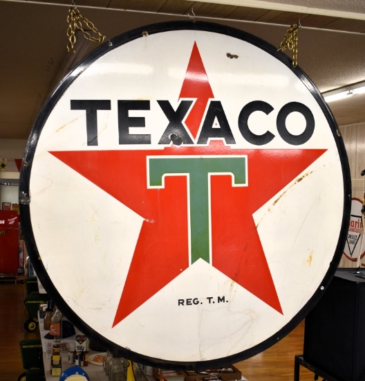 Texaco porcelain banjo sign, double sided, | Online Auctions | Proxibid