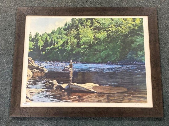 Henry McDaniel Lithograph "Fishing The Dry On The Upper Conneticut ...