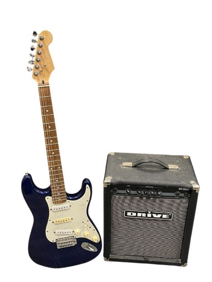 STRATOCASTER STYLE ELECTRIC SIX STRING BASS GUITAR AND DRIVE CD 300B ...