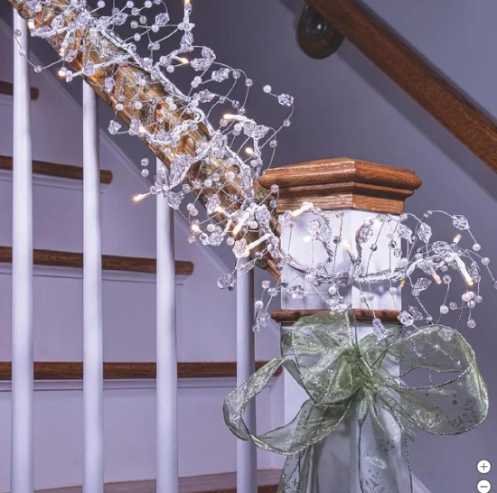 GE StayBright 9 LED Glitter Gem Garland, Warm White Christmas Lights ...