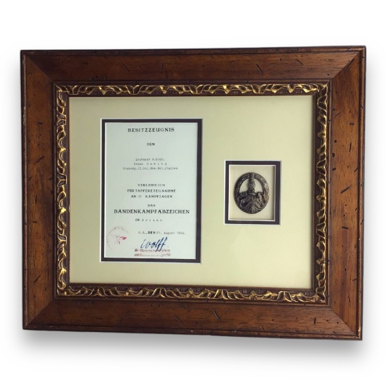 German WW2 Anti-Partisan Badge in Bronze with Award Document ...