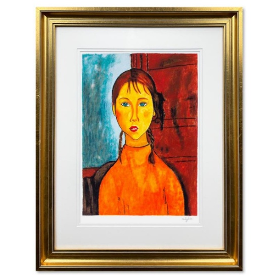 Amedeo Modigliani (1884-1920), "Bambina Con Trecce" Framed Limited ...