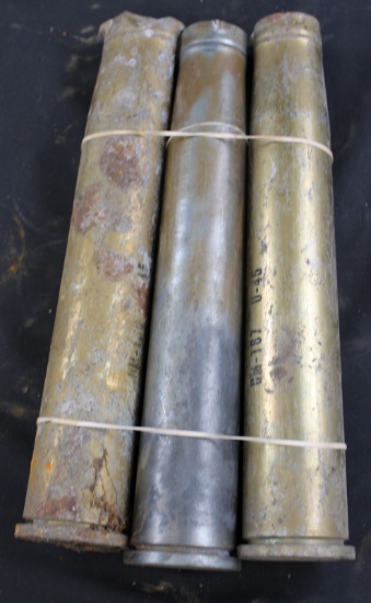 3x 40mm Bofors Brass Spent Shells (SFA) | Online Auctions | Proxibid