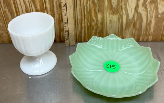 Lot of Jadeite and Milkglass Pedestal Goblet | Online Auctions | Proxibid