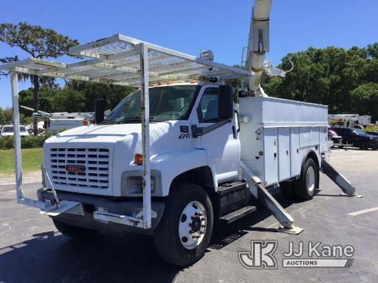 Altec AM55-MH, Material Handling Bucket Truck rear mounted on 2007 GMC ...