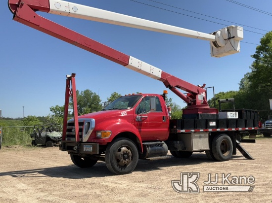 Hi-Ranger 5FC-55, Bucket Truck rear mounted on 2008 Ford F750 Flatbed ...