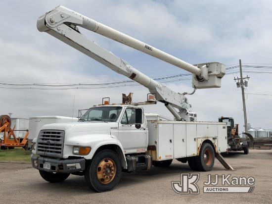 Altec AA600, Bucket Truck rear mounted on 1999 Ford F800 Utility Truck ...