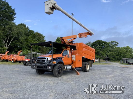 Altec LR756, Over-Center Bucket Truck mounted behind cab on 2013 Ford F750 Chipper Dump Truck ...
