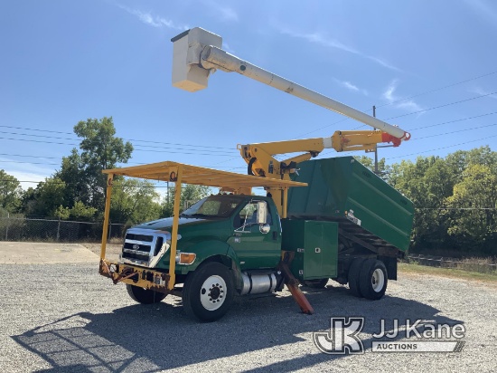 Altec LR7-56, Over-Center Bucket Truck mounted behind cab on 2015 Ford F750 Chipper Dump Truck ...
