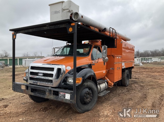 Altec LR756, Over-Center Bucket Truck mounted behind cab on 2013 Ford F750 Chipper Dump Truck ...