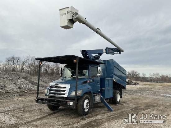 Altec LRV-56, Over-Center Bucket Truck mounted behind cab on 2014 Hino ...