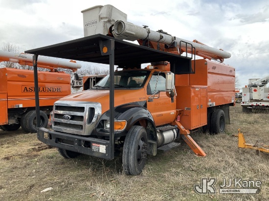 Altec LR756, Over-Center Bucket Truck mounted behind cab on 2013 Ford F750 Chipper Dump Truck ...