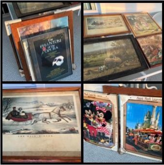 Vintage Framed Pictures - Mickey Mouse, Phantom Of The Opera | Art ...