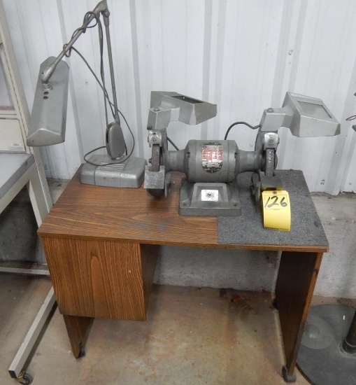 ROCKWELL 8" DUAL END BENCH GRINDER W/WOOD STAND & LIGHT | Heavy ...
